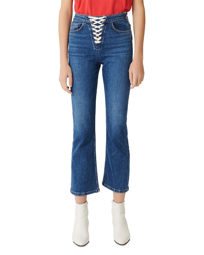 Maje Paper Lace-Up Cropped Jeans | Bloomingdale's