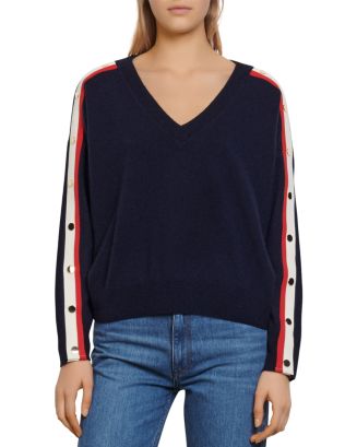 Sandro Shady Sweater With Striped Trim | Bloomingdale's