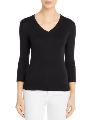 Three Dots Solid V-Neck Tee | Bloomingdale's
