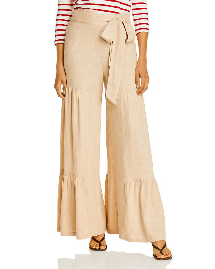 AQUA Ruffled Wide Leg Pants - 100% Exclusive | Bloomingdale's