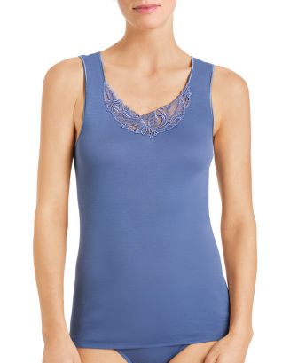 Hanro Madlen Lace-Trim Cotton Tank Top | Bloomingdale's