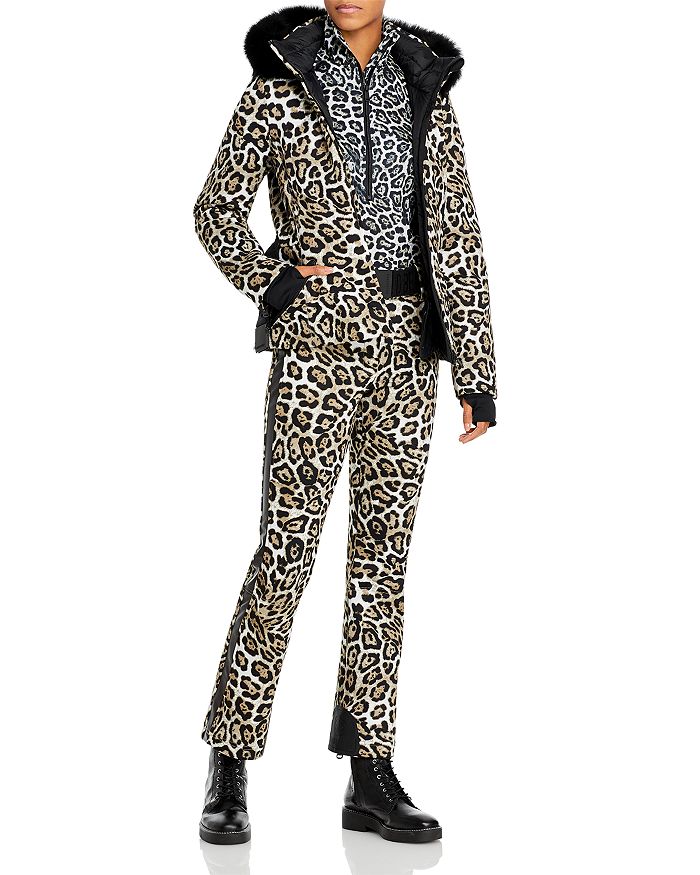 GOLDBERGH Leopard Print Down Jacket, Layer Top & Belted Pants ...