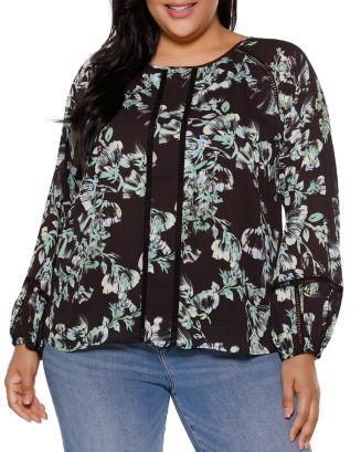 Belldini Plus Floral Print Blouson Top | Bloomingdale's