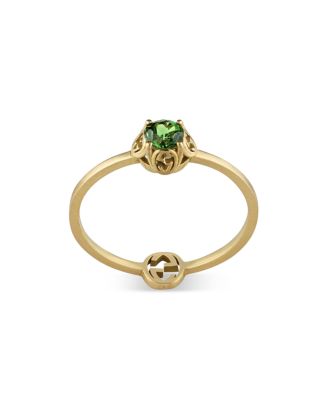 Gucci 18K Yellow Gold Interlocking G Green Tourmaline Ring | Bloomingdale's