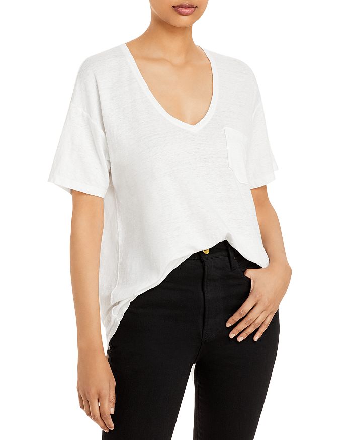 FRAME Linen Deep V Pocket Tee | Bloomingdale's