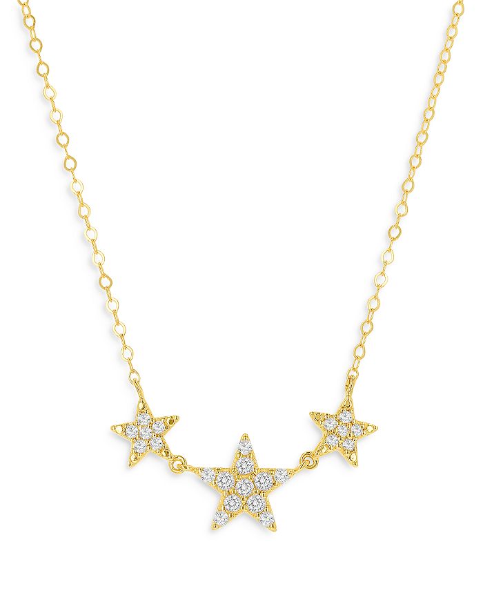 Moon & Meadow Diamond Three Star Necklace in 14K Yellow Gold, 0.23 ct ...