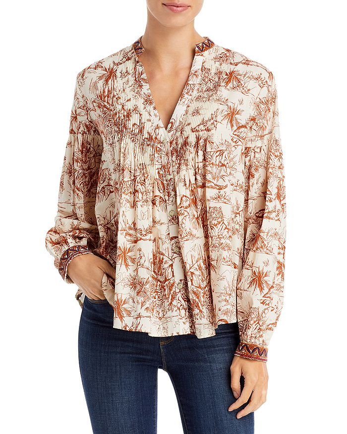 Johnny Was Mu Printed Pintucked Top | Bloomingdale's