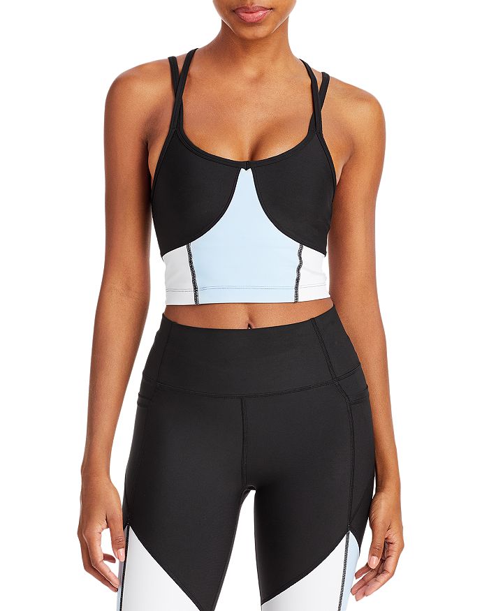 AQUA Color Blocked Strappy Sports Bra - 100% Exclusive | Bloomingdale's
