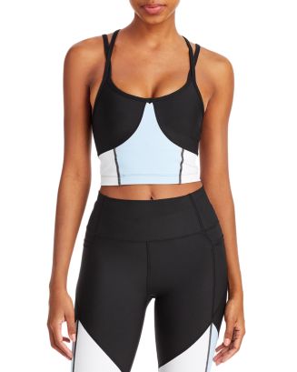 AQUA Color Blocked Strappy Sports Bra - 100% Exclusive | Bloomingdale's
