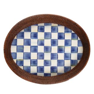Mackenzie-Childs Royal Check Rattan & Enamel Tray, Large | Bloomingdale's