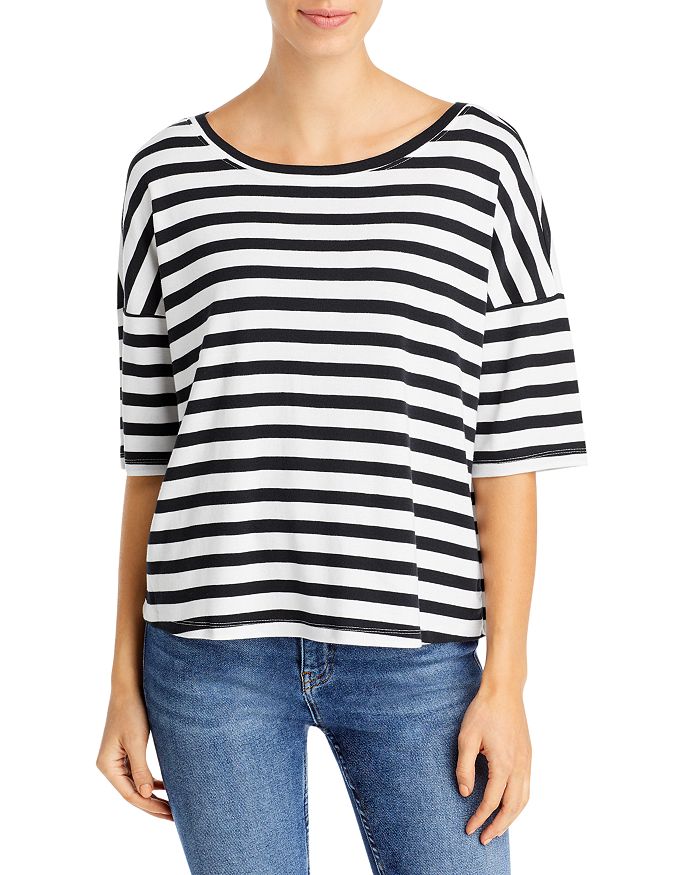 Three Dots Striped Boat Neck Tee | Bloomingdale's