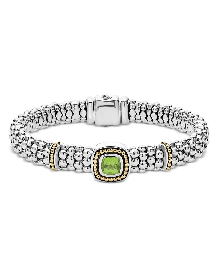 LAGOS 18K Yellow Gold & Sterling Silver Caviar Color Peridot Frame Bead ...