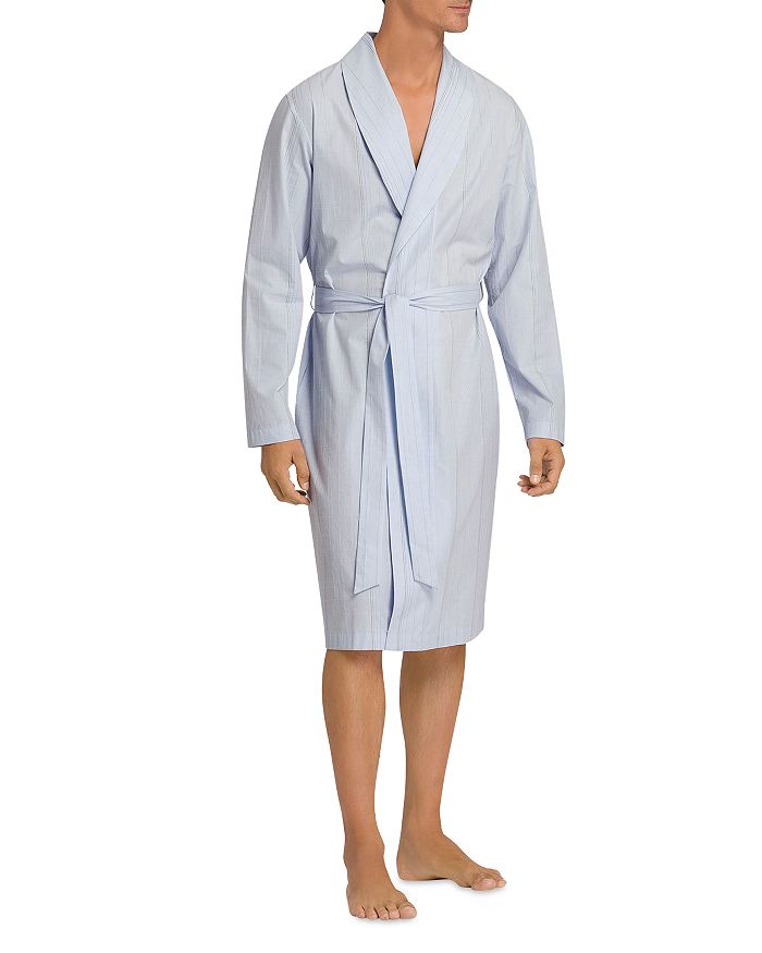 Hanro Aurel Mercerized Cotton Poplin Check Robe | Bloomingdale's
