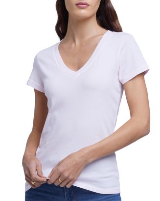 L'AGENCE Becca Cotton V-Neck Tee | Bloomingdale's