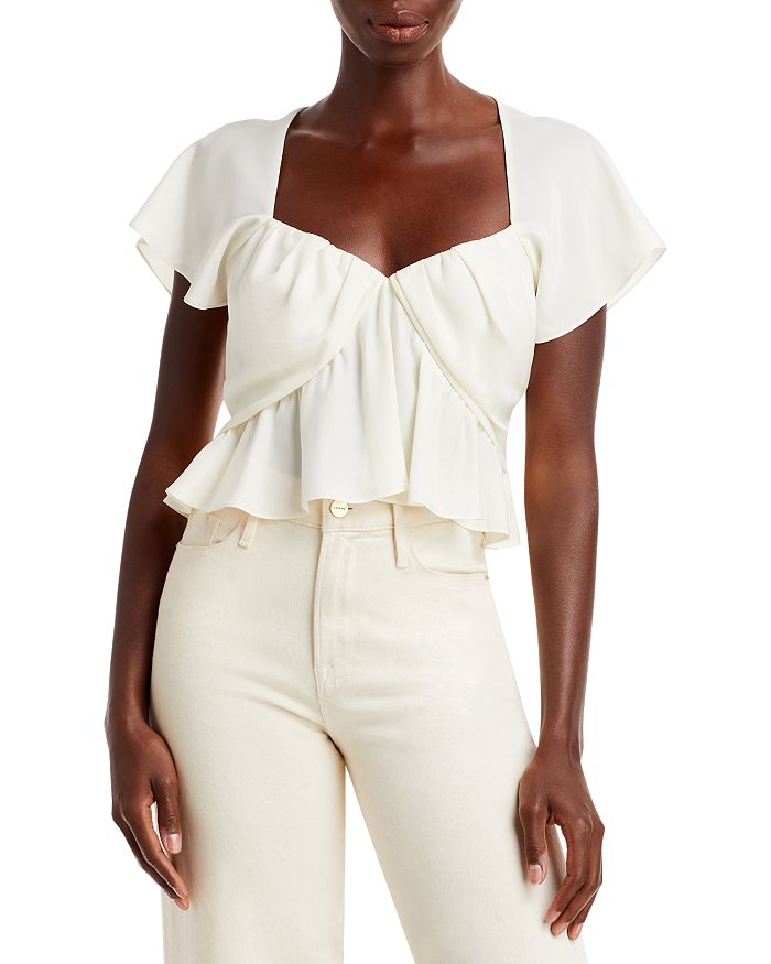 FRAME Cropped Draped Top | Bloomingdale's