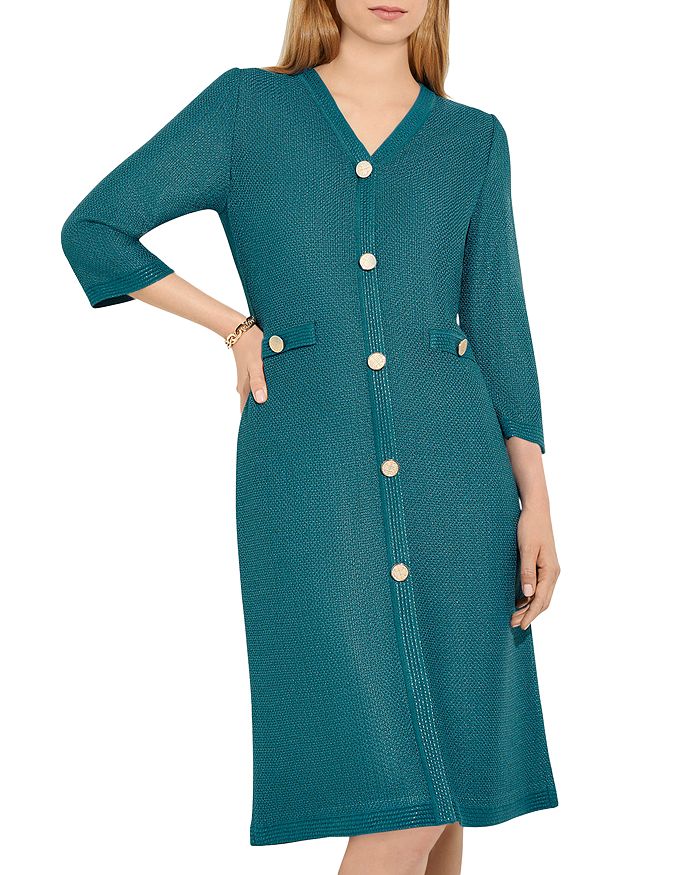 Misook Button Front Textured Knit Dress | Bloomingdale's