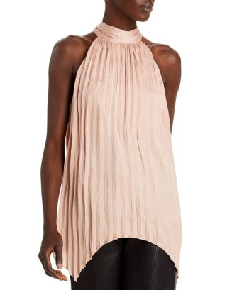 BCBGMAXAZRIA High Neck Woven Top | Bloomingdale's