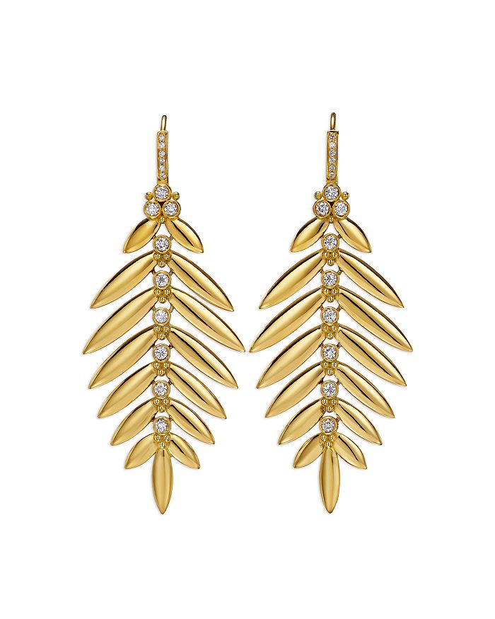 Temple St. Clair 18K Yellow Gold Tol Diamond Laurel Drop Earrings | Bloomingdale's