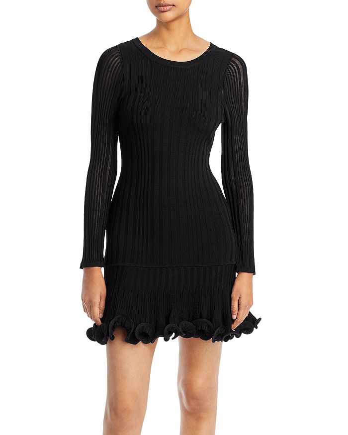 MILLY Ribbed Ruffled Hem Dress | Bloomingdale's