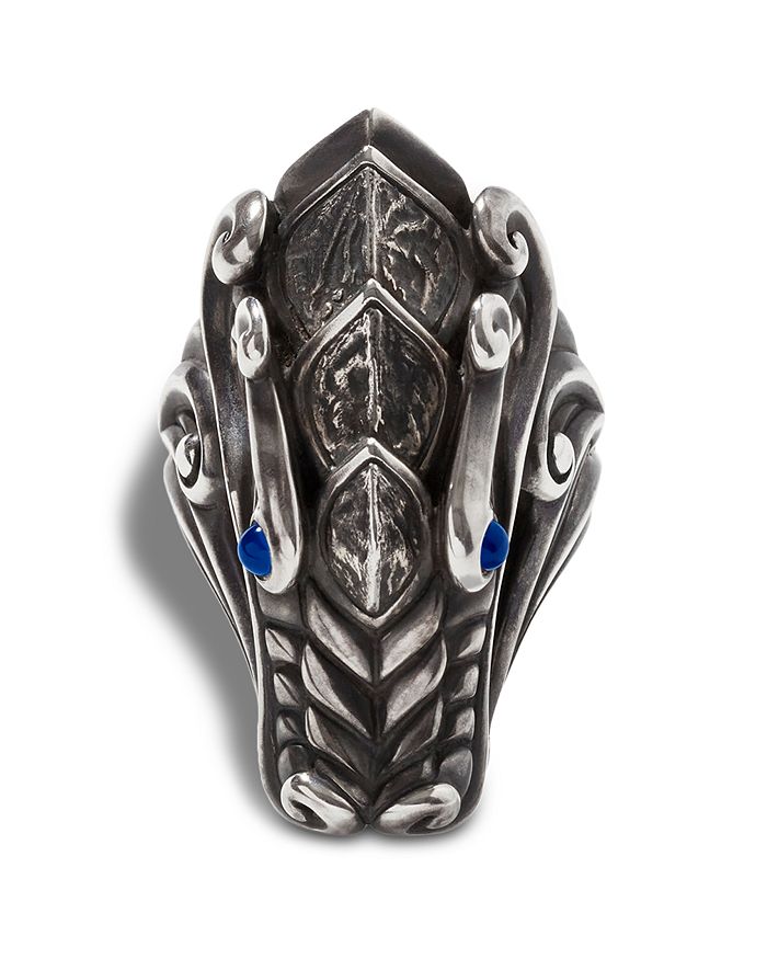 JOHN HARDY Reticulated Silver Legends Naga Blue Sapphire Statement Ring ...
