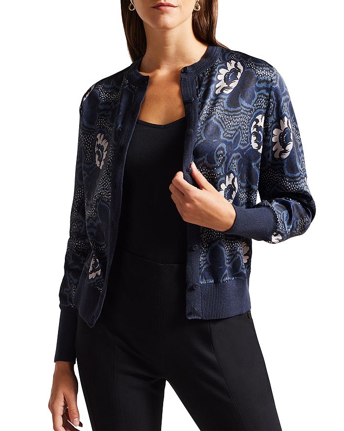 Ted Baker Ryviad Printed Woven Front Cardigan | Bloomingdale's