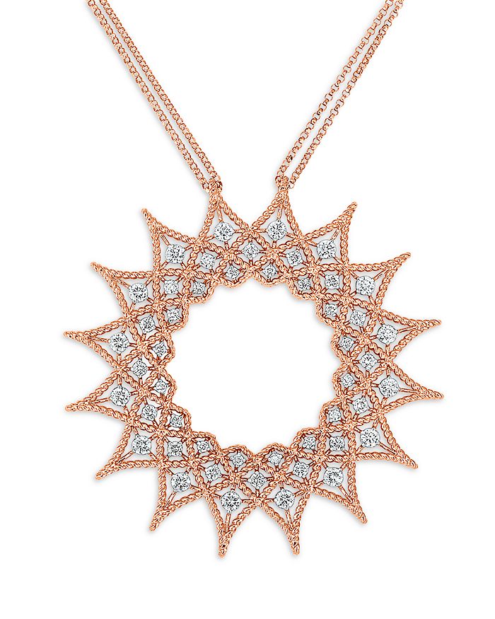 Roberto Coin 18K Rose Gold Diamond Roman Barocco Necklace | Bloomingdale's