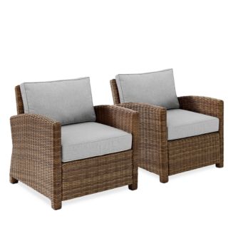 Crosley Sparrow & Wren Bradenton 2 Piece Outdoor Wicker Armchair Set ...