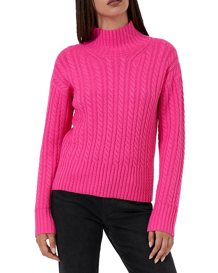 FRENCH CONNECTION Soft Mock Neck Cable Knit Sweater | Bloomingdale's