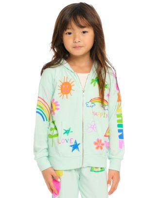 CHASER Girls' Zip Up Printed Hoodie - Little Kid | Bloomingdale's