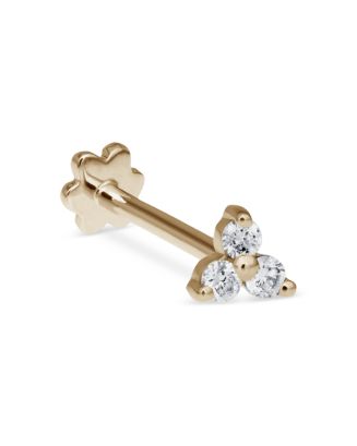 MARIA TASH 18K Yellow Gold Diamond Trinity Threaded Stud Earring ...