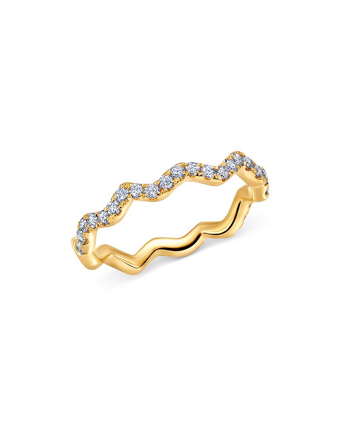 Graziela 18K Yellow Gold Diamond Wavy Stackable Band | Bloomingdale's