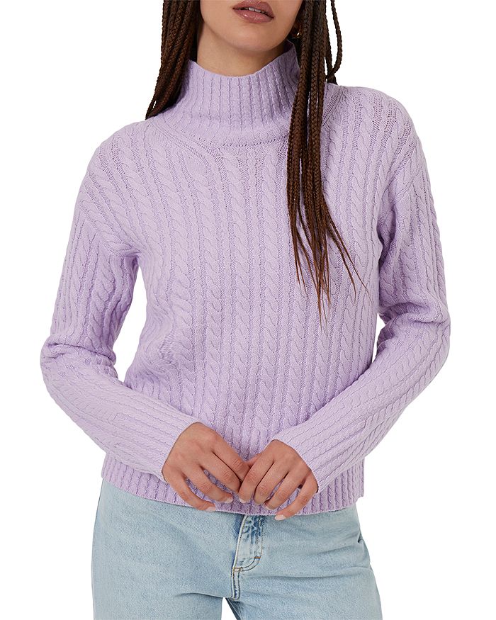 FRENCH CONNECTION Soft Mock Neck Cable Knit Sweater | Bloomingdale's