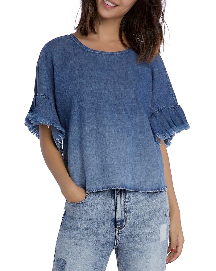 Billy T Denim Ruffled Tee | Bloomingdale's