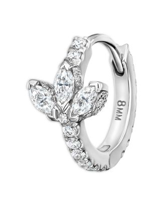 MARIA TASH 18K White Gold Lotus Eternity Small Single Hoop Earring ...