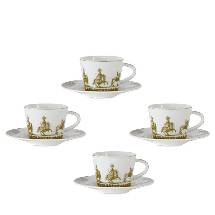 Bernardaud Versailles Enchante Coffee Cups and Saucers, Set of 4 ...