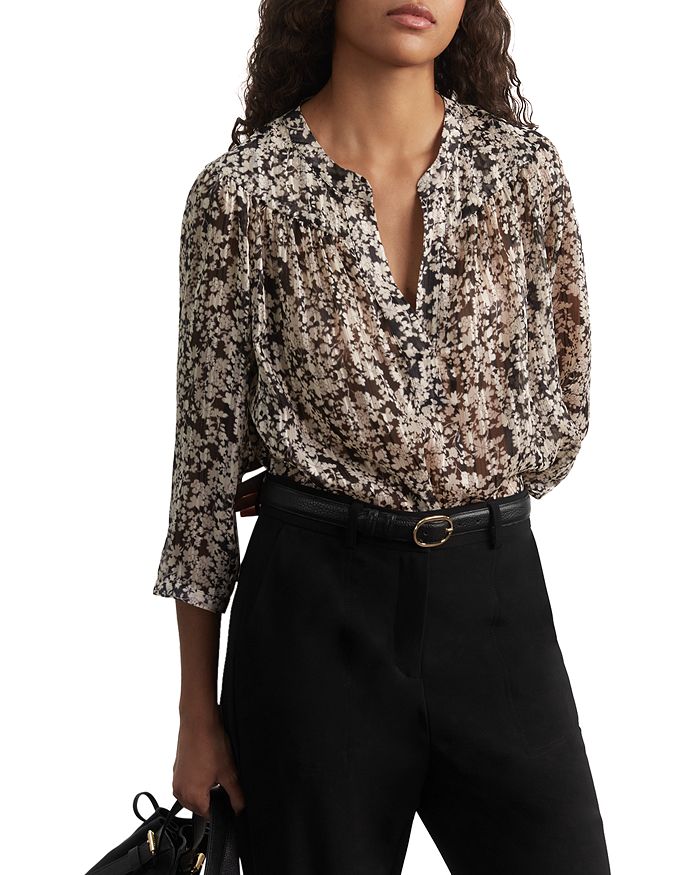 Gerard Darel Coco Printed Mandarin Collar Top | Bloomingdale's