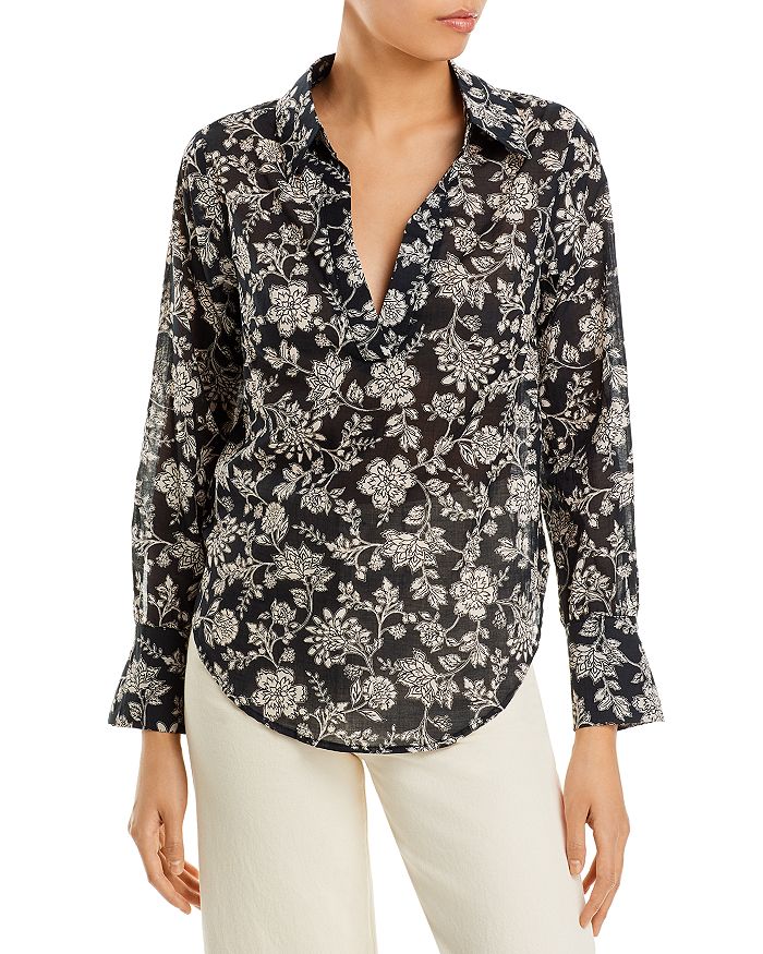 AQUA Collared Floral Print Blouse - 100% Exclusive | Bloomingdale's