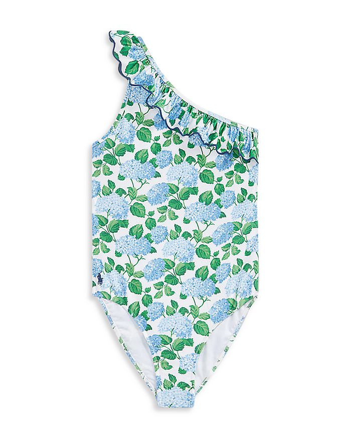 Ralph Lauren Girls' Floral Ruffled One Piece Swimsuit - Big Kid ...