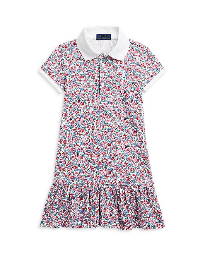 Ralph Lauren Girls' Floral Stretch Mesh Polo Dress - Little Kid ...