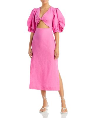 FARM Rio Linen Cut Out Midi Dress | Bloomingdale's