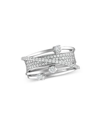 Bloomingdale's Fine Collection Diamond Multi Row Crossover Ring in 14K ...