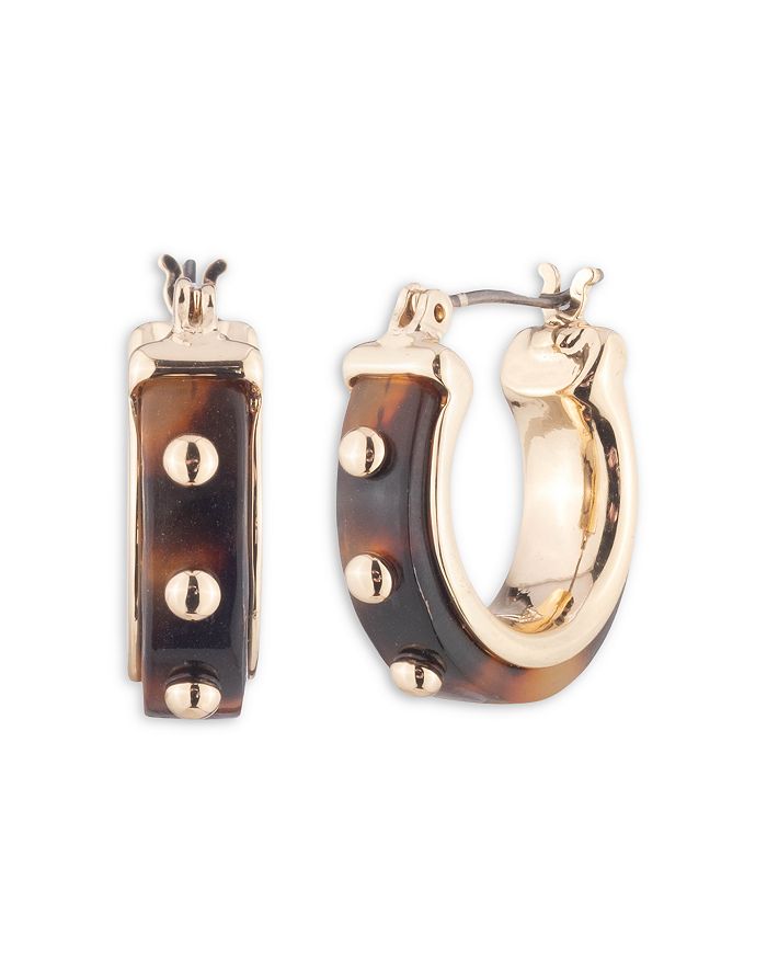 Ralph Lauren Studded Tortoise Huggie Hoop Earrings in Gold Tone ...