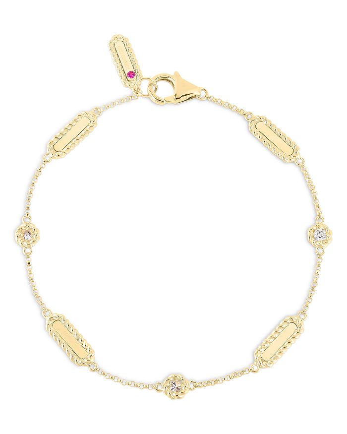 Roberto Coin 18K Yellow Gold New Barocco Diamond Station Link Bracelet ...