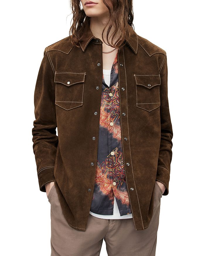 ALLSAINTS Cruise Long Sleeve Leather Overshirt | Bloomingdale's