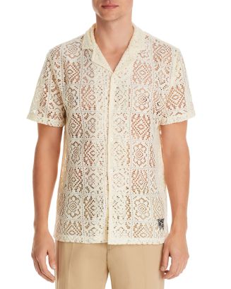 Coney Island Picnic Flight Cotton Crochet Standard Fit Button Down Camp ...