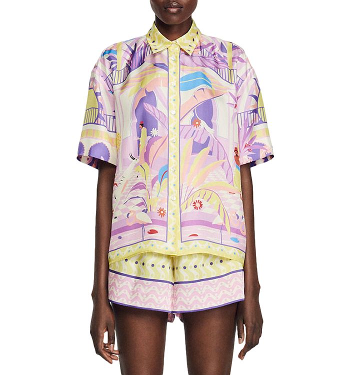 Sandro Caroline Printed Silk Shirt | Bloomingdale's