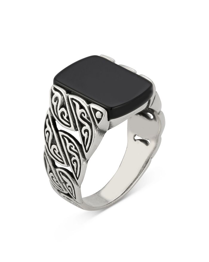Milanesi And Co Men's Sterling Silver Onyx Squared Filigree Signet Ring ...