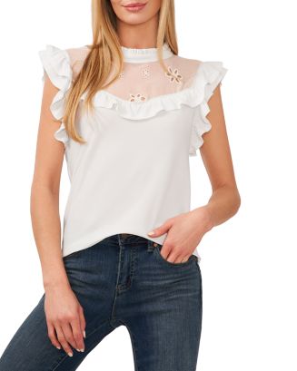 CeCe Ruffle Mock Neck Top | Bloomingdale's