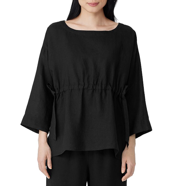 Eileen Fisher Linen Drawstring Waist Top | Bloomingdale's
