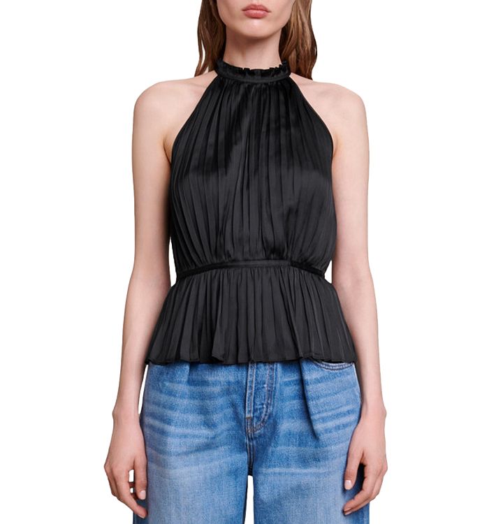 Maje Leville Pleated Halter Top | Bloomingdale's
